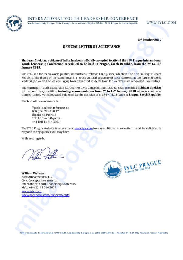 Help Shubham Attend International Youth Leadership Conference | Milaap